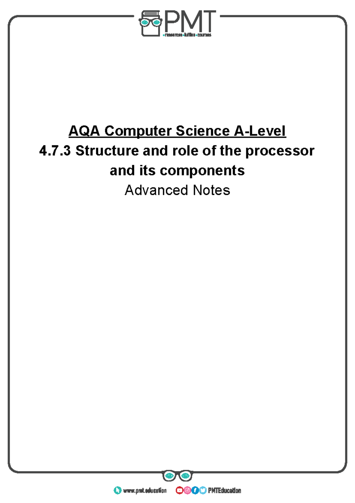 AQA Computer Science A-Level: Structure & Role of the Processor (4.7.3 ...
