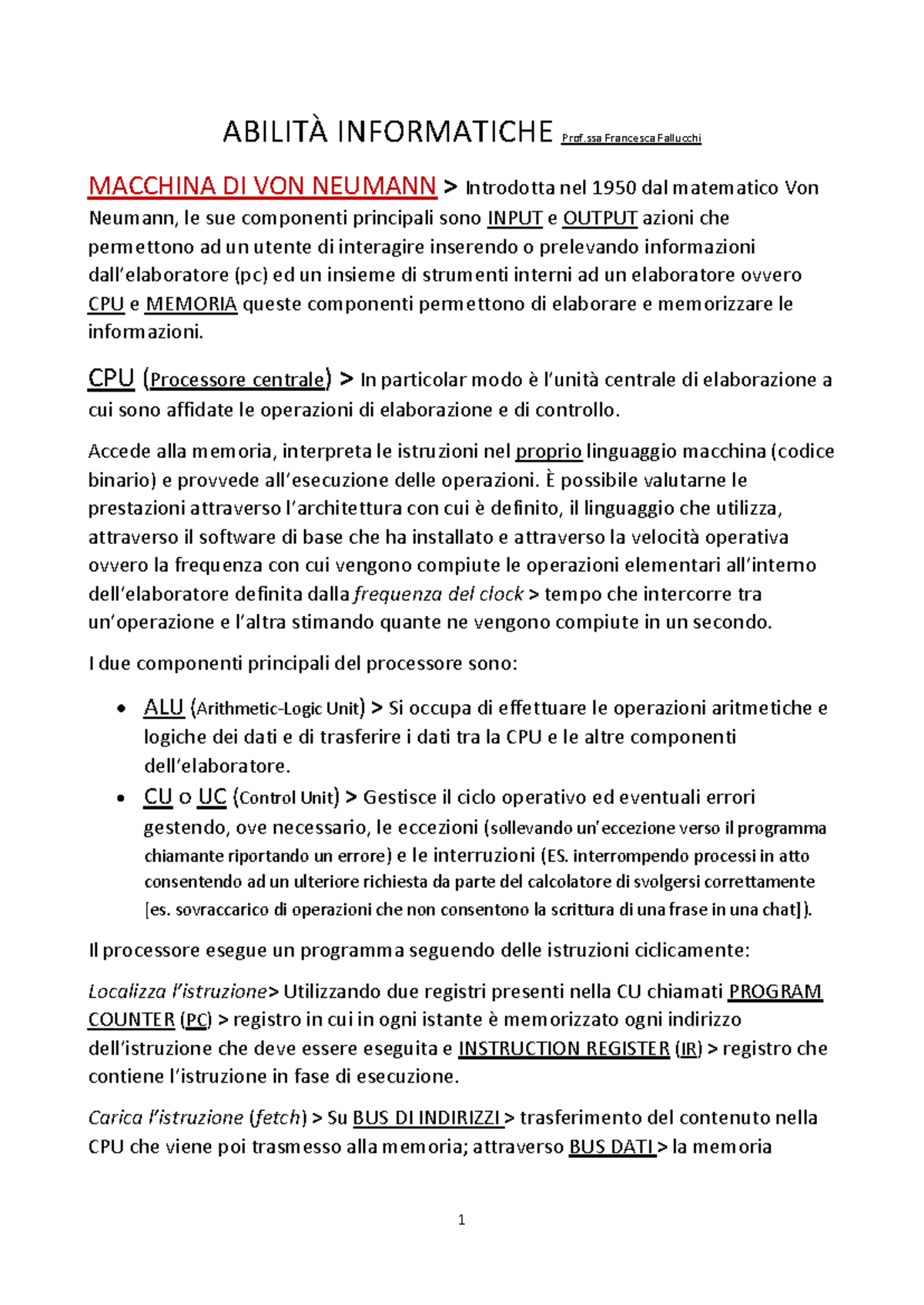 Riassunto completo Abilità Informatiche - ABILIT¿ INFORMATICHE Prof ...