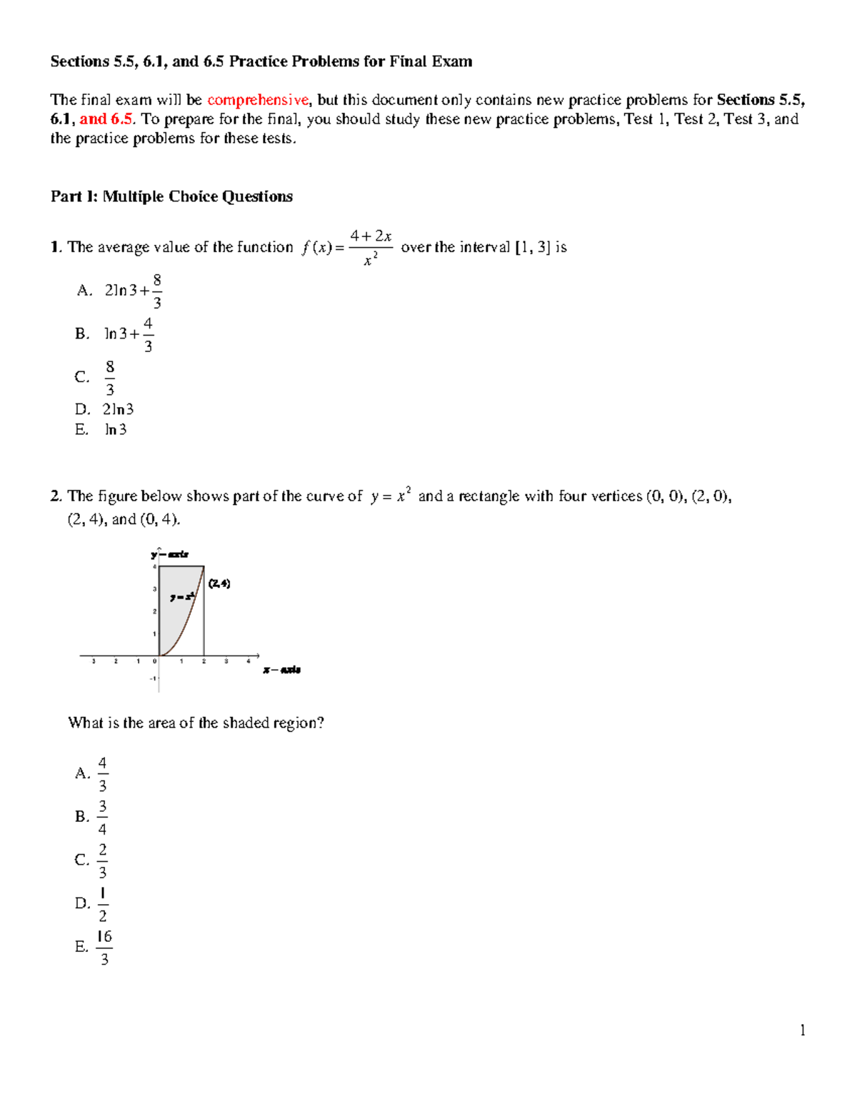 5.5, 6.1, 6.5 Final Exam Practice Problems - Studocu