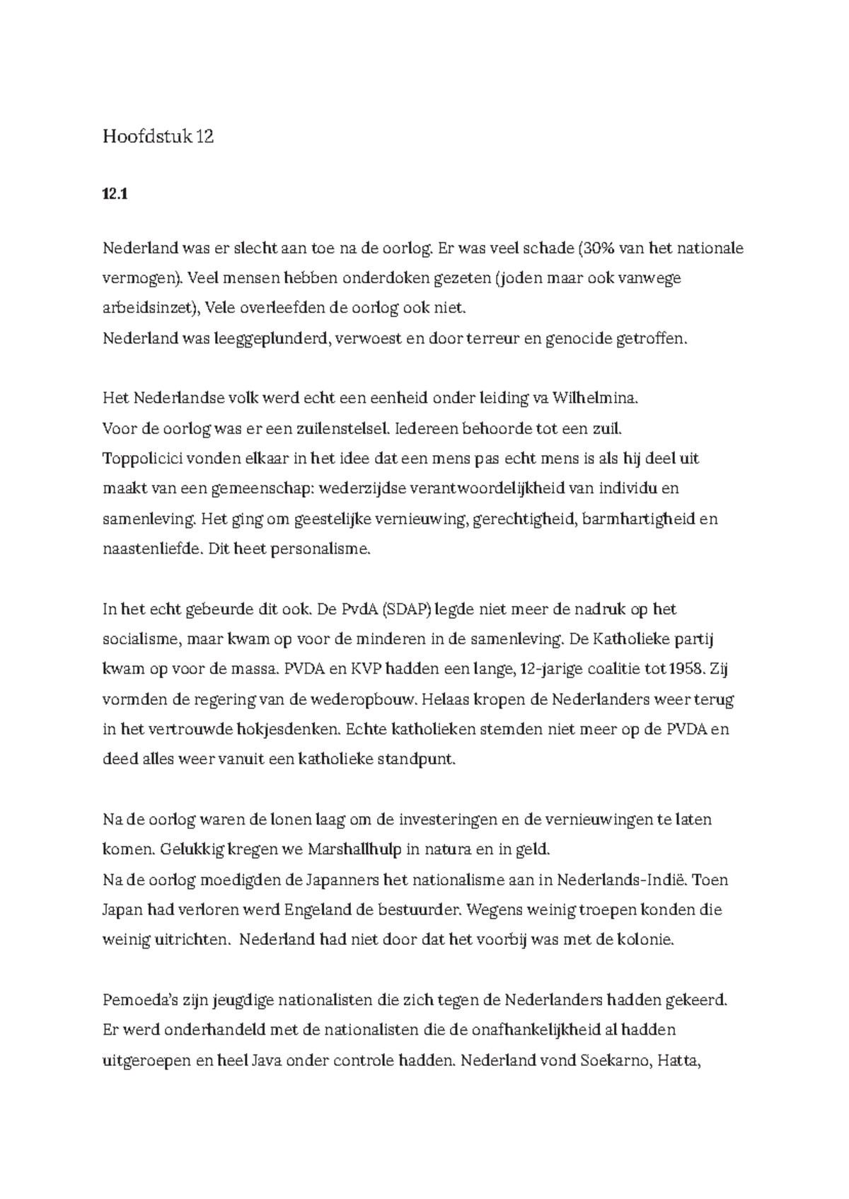 Samenvatting Hoofdstuk 12: De Wederopbouw van Nederland - Studeersnel
