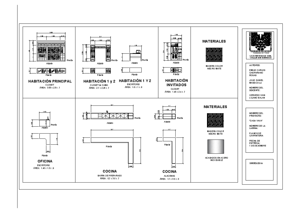 Plano de Carpintería - Diseño y Layout para Proyecto Casa Yava - Studocu