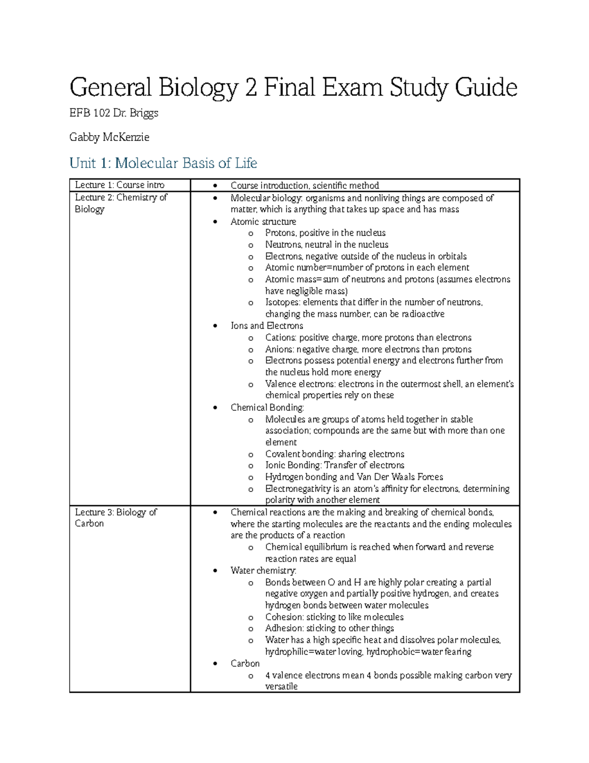 EFB 102 General Biology 2 Final Exam Study Guide - Studocu