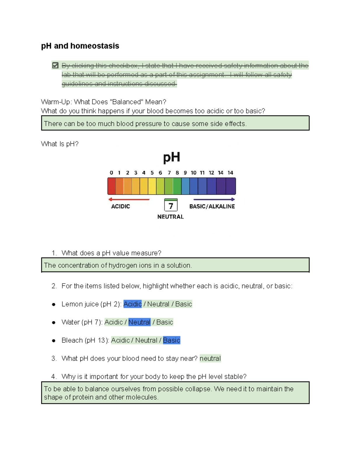pH Regulation and Homeostasis in the Human Body - Lab Notes - Studocu