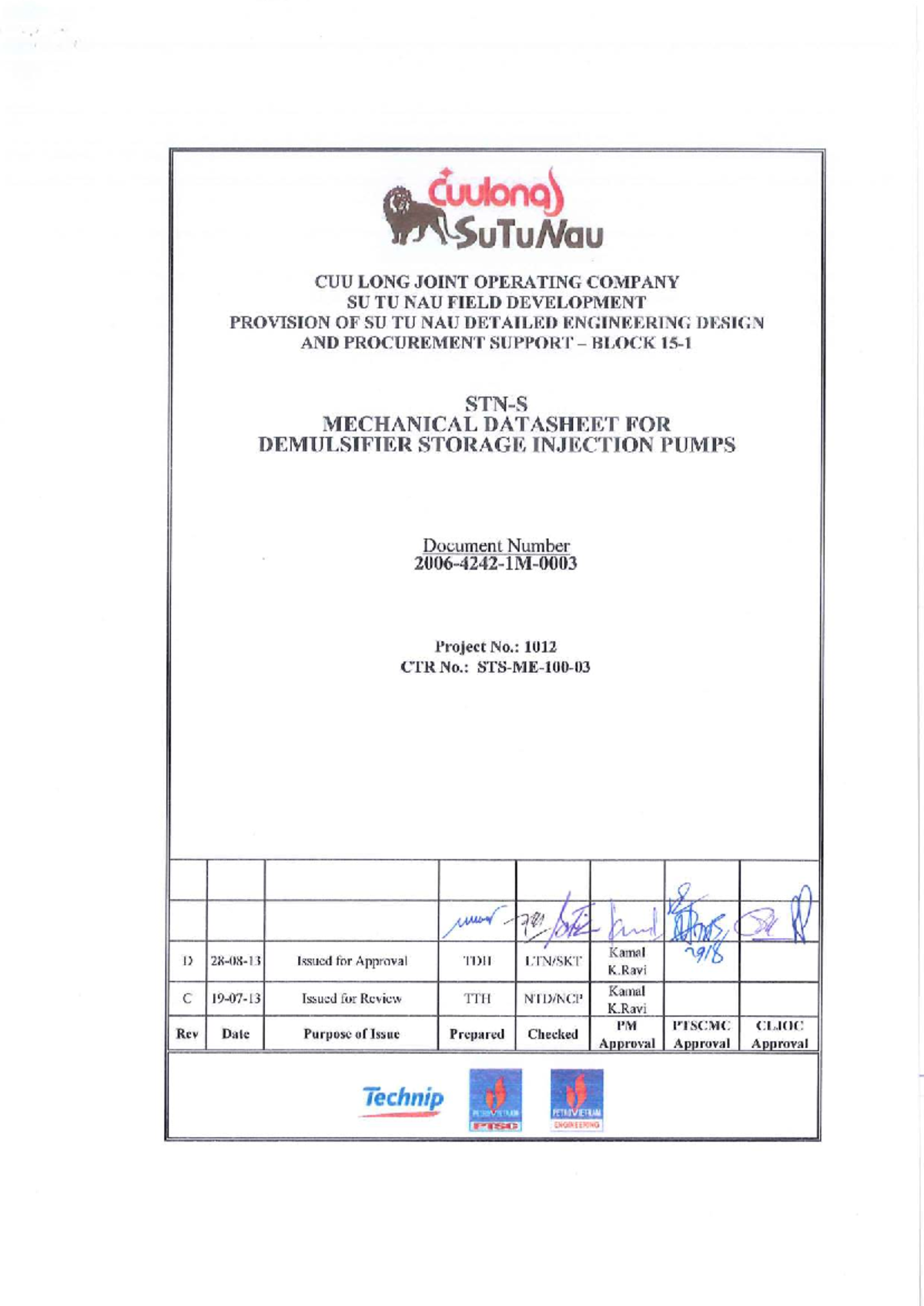 2006-4242-1M-0003 Rev D STN-S Mechanical Data Sheet for Demulsifier ...