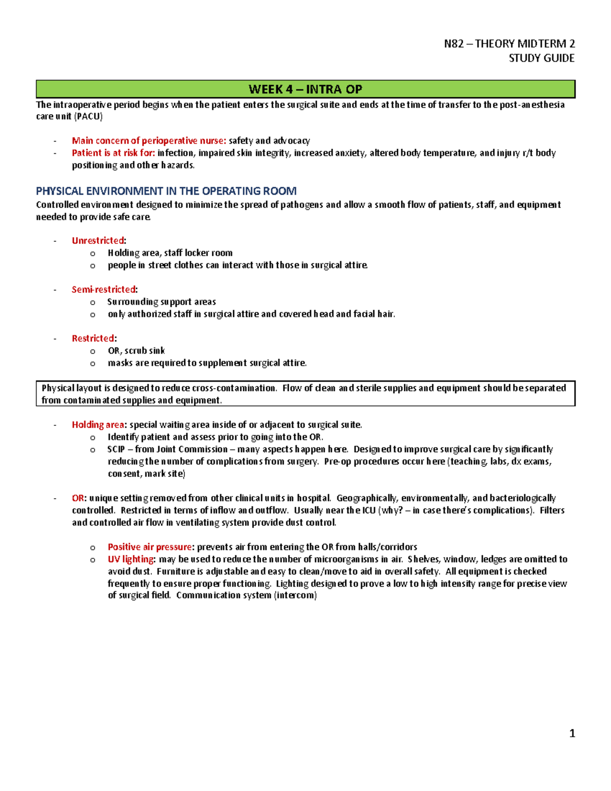Exam 2 Study Guide: Key Concepts for Intraoperative Nursing Care - Studocu