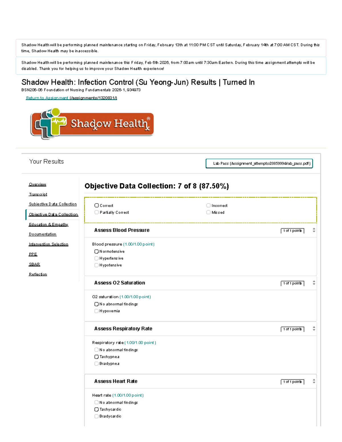 Shadow Health Maintenance & Infection Control Notes (NURS 934973) - Studocu