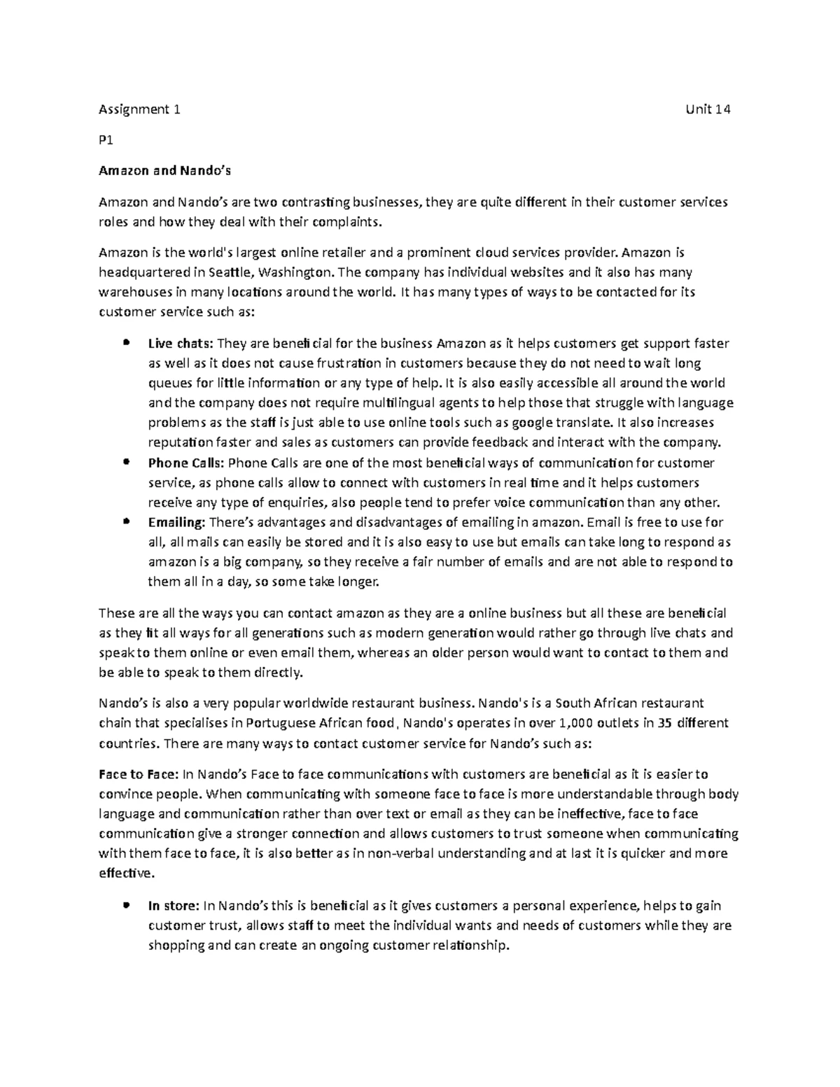 Unit 14 Investigating customer service - P6: Present A Clear, Effective ...