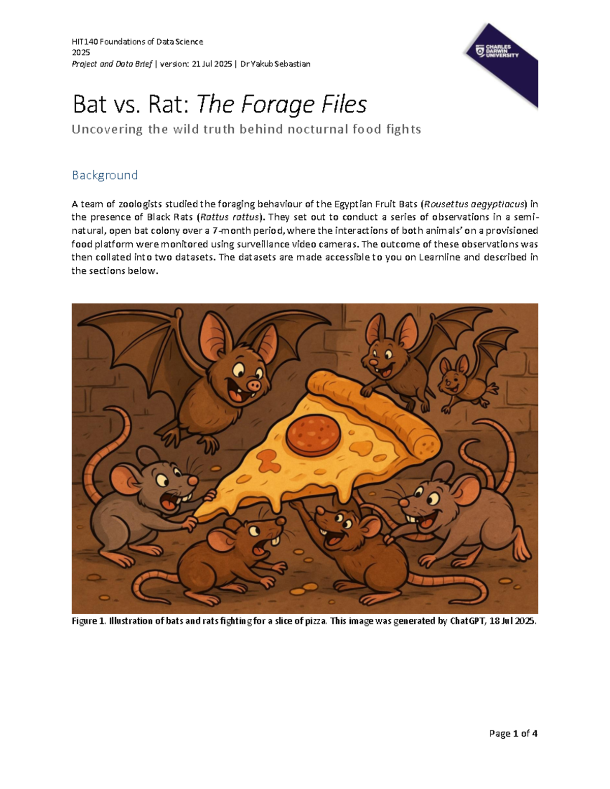 HIT140 2025 Project: Bats vs. Rats Foraging Behavior Analysis - Studocu