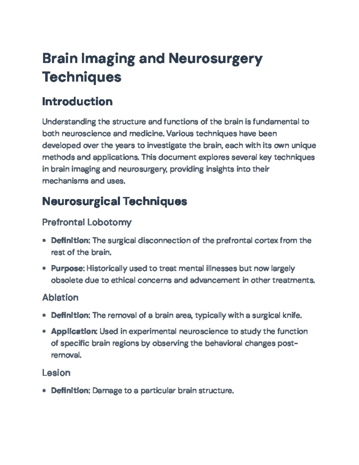 Neuroscience Techniques in Brain Imaging and Surgery: An Overview ...