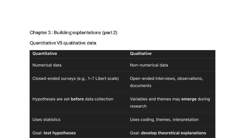Chapter 3: Building Explanations - Qualitative vs Quantitative Data ...