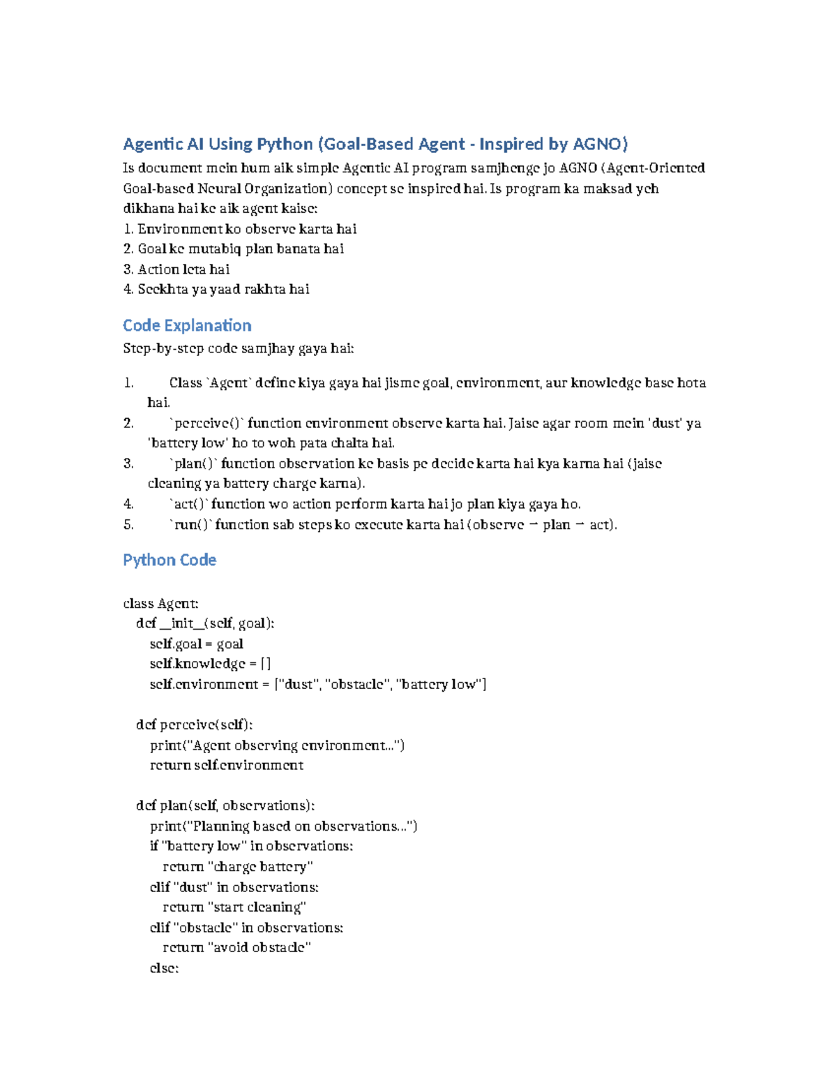 Agentic AI Program in Python: AGNO-Based Code Explained - Studocu