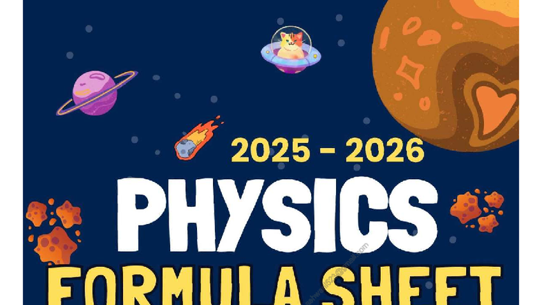 C11 PHYSICS FORMULAE - NCERT KAKSHA STUDY NOTES - Studocu