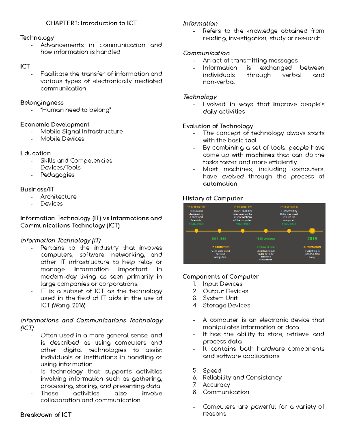 Elective Notes - CHAPTER 1: Introduction to ICT Technology ...