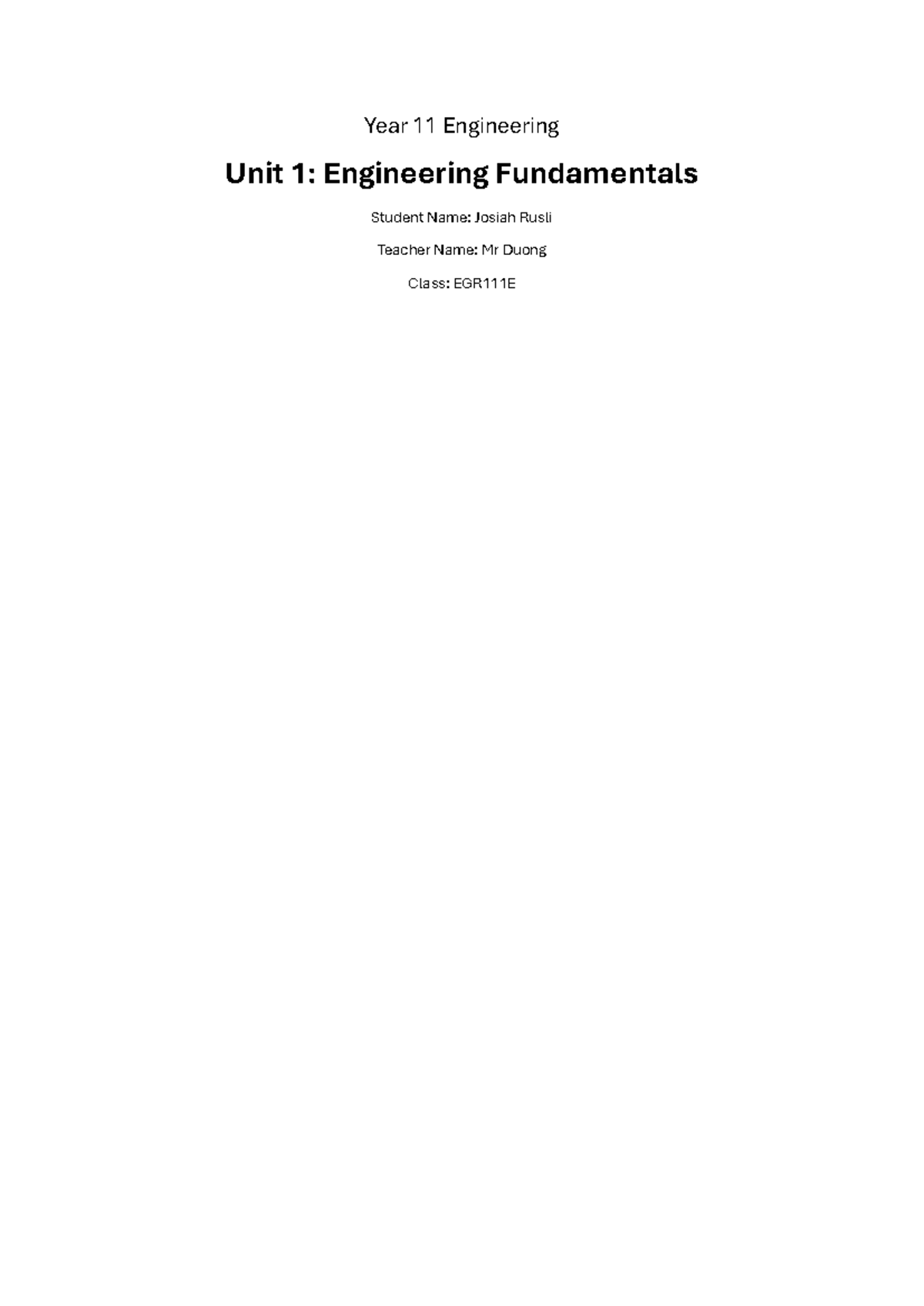 Year 11 Engineering SC 1.0: Final Folio on Truss Bridge Design - Studocu