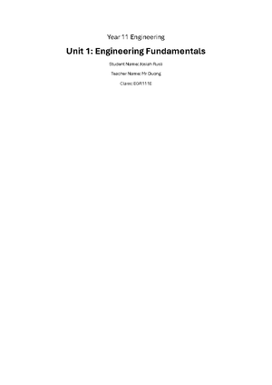 Engineering - Grade: 11 - Queensland Certificate of Education - Studocu