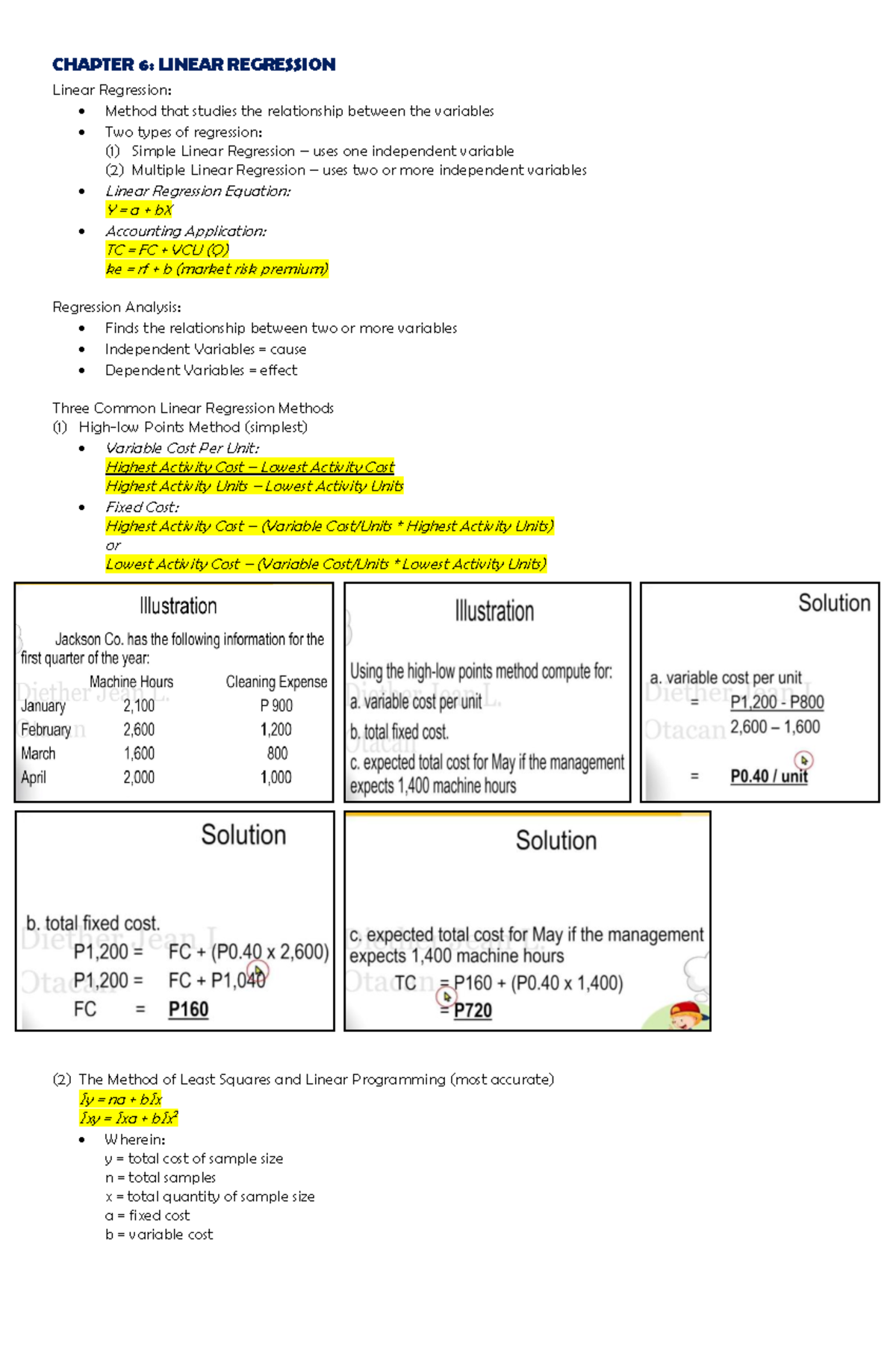Management Science (Lecture 6-7): Linear Regression & Breakeven Analysis - Studocu