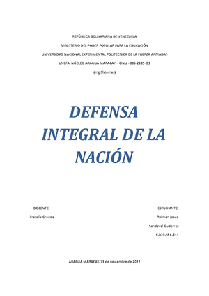 La Defensa Integral de la Nación de Venezuela - En un mundo marcado por ...