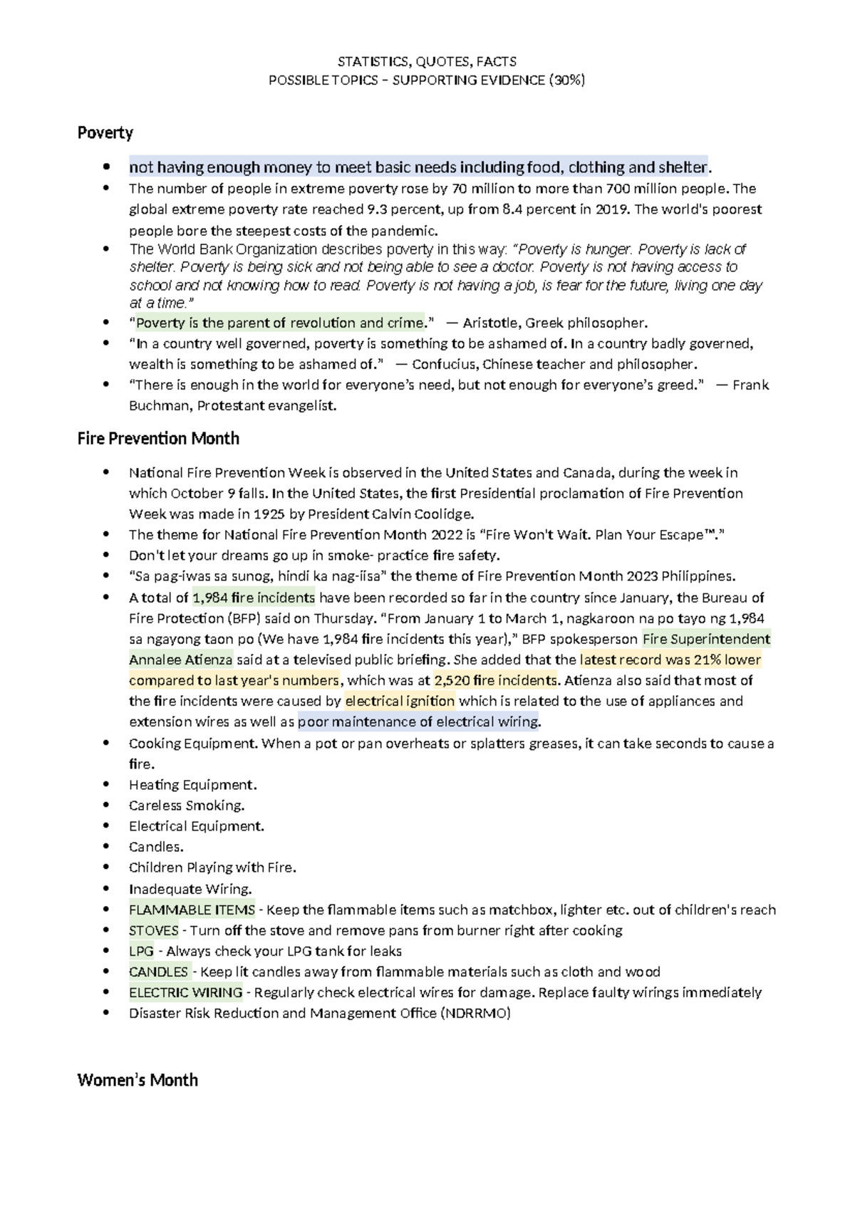 Research for Possible Topics: Poverty & Fire Safety Insights - Studocu