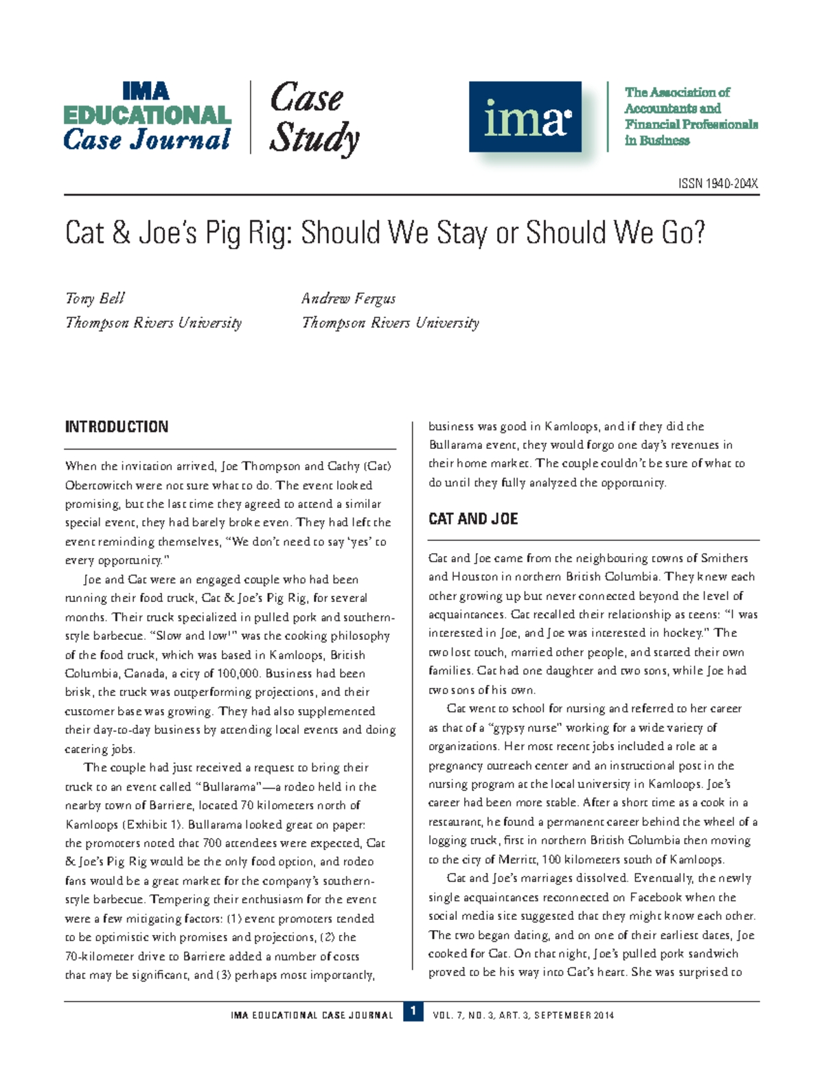Cat & Joe’s Pig Rig: Analyzing Opportunities at Bullarama - Case Study ...