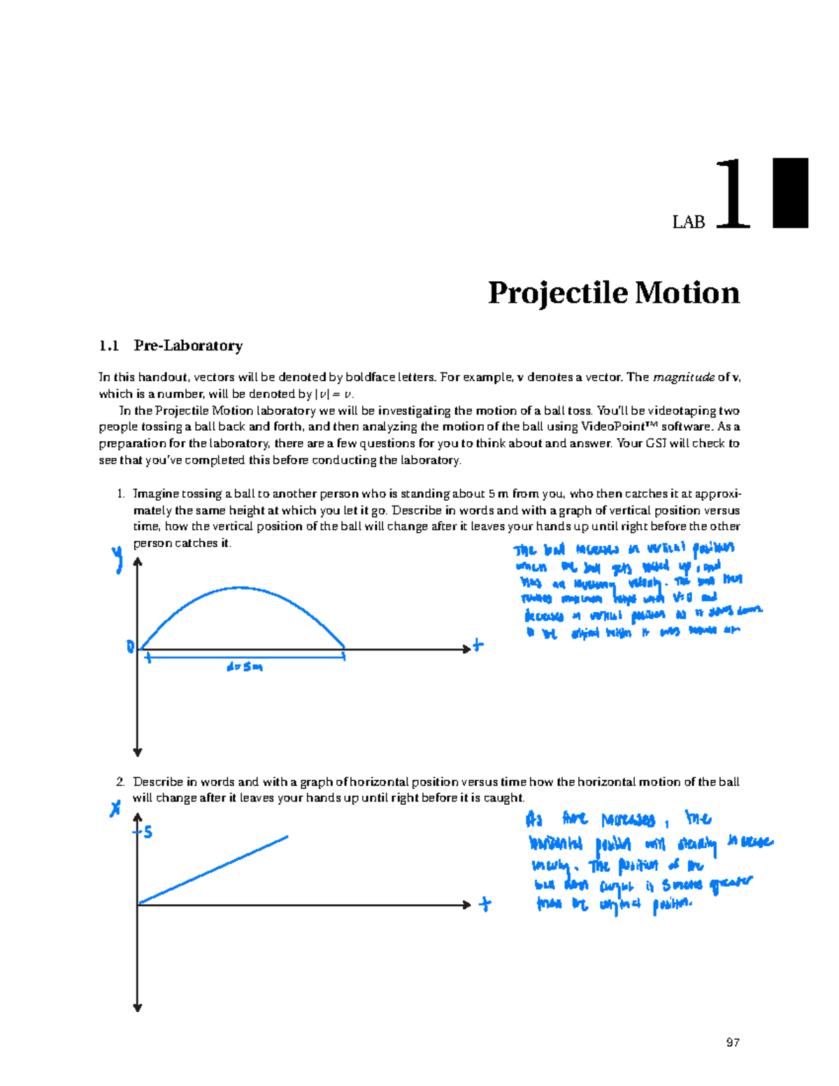 Lab 1 - Analyzing Forces and Acceleration in Projectile Motion - Studocu