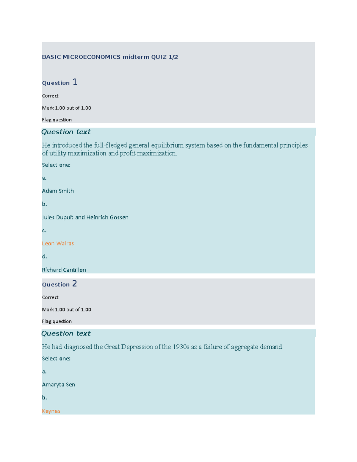 Basic microeconomics midterm quiz - BASIC MICROECONOMICS midterm QUIZ 1 ...