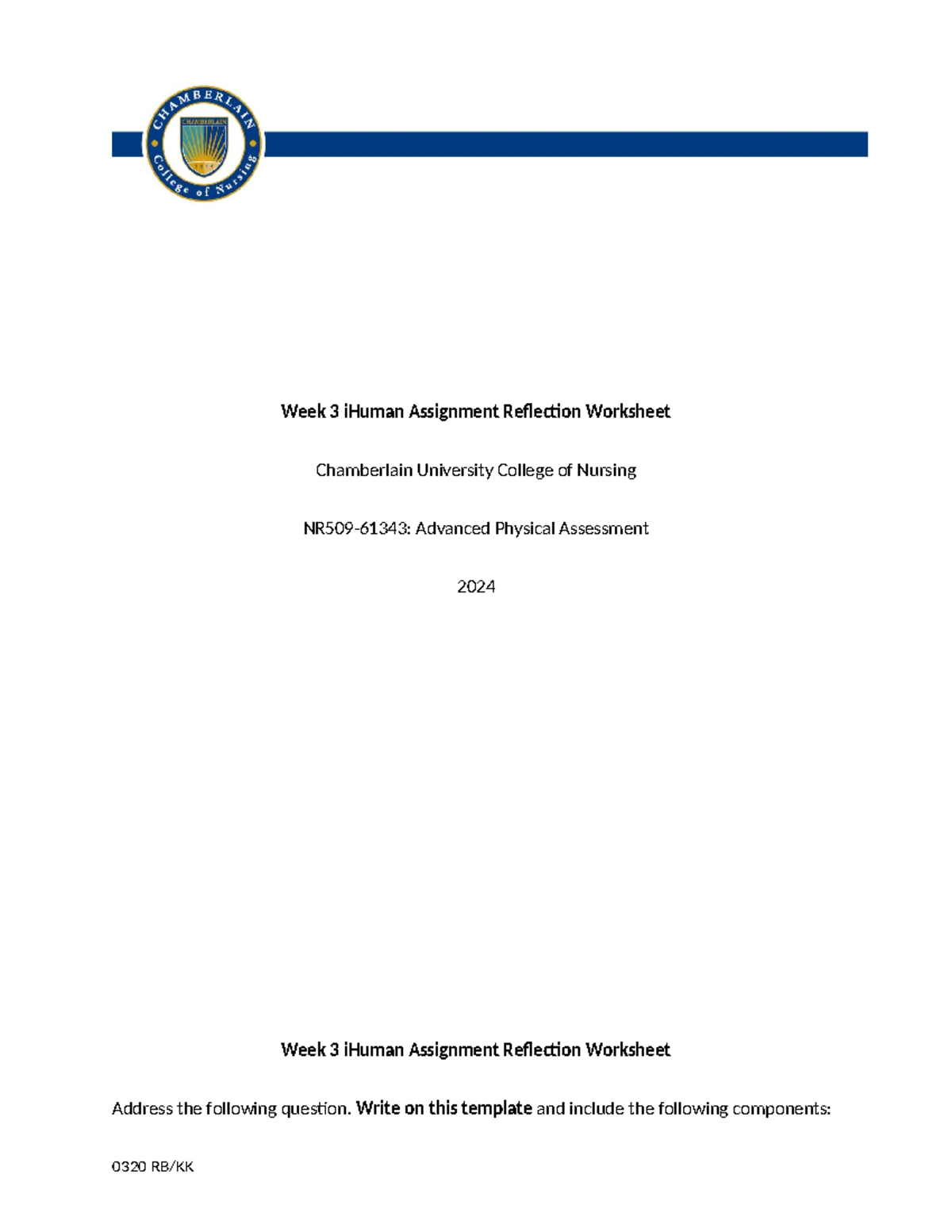 Week 3 i-Human Assignment Reflection Worksheet - Week 3 iHuman ...
