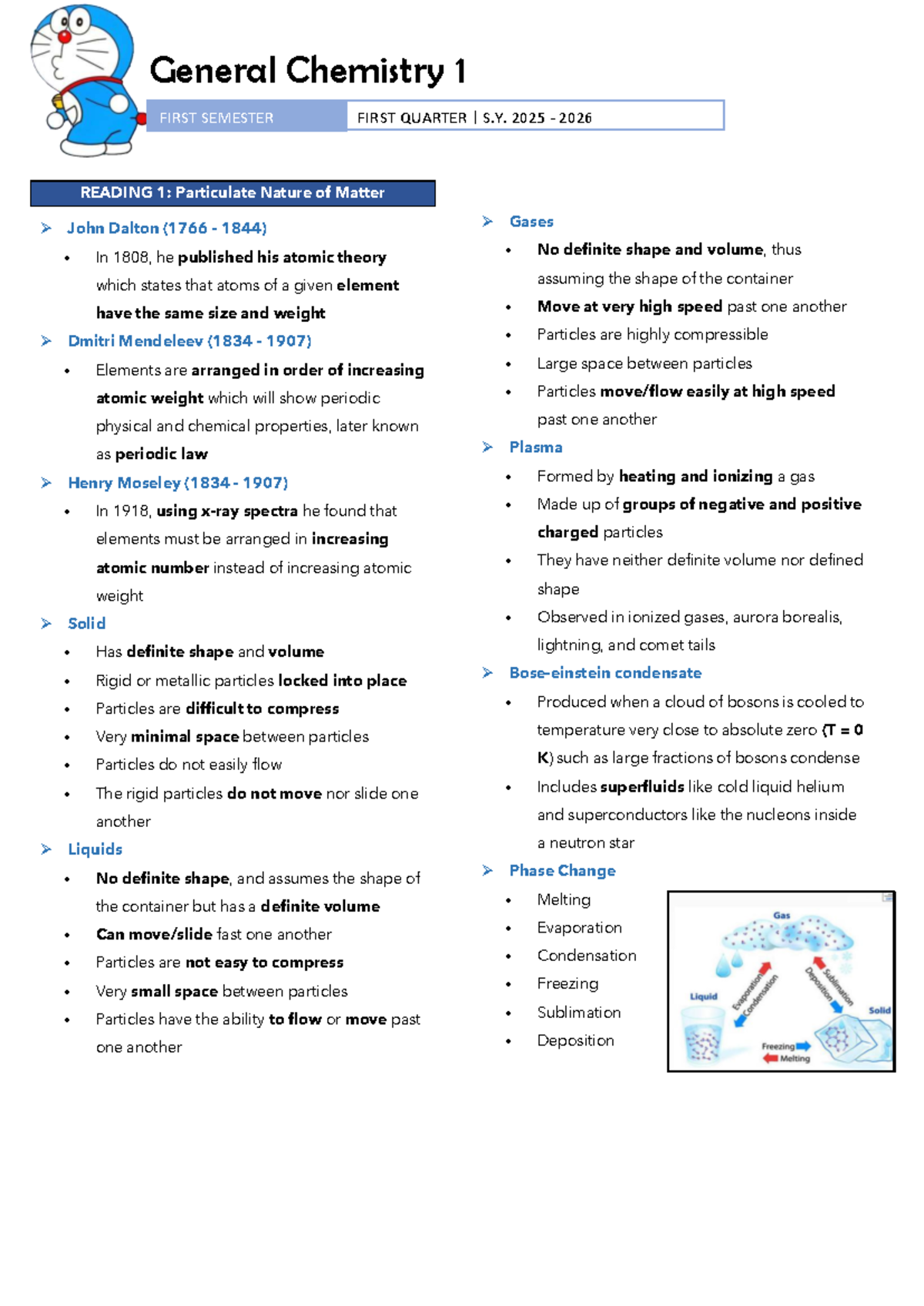 General Chemistry 1 S.Y. 2025-2026: Comprehensive Review Notes - Studocu