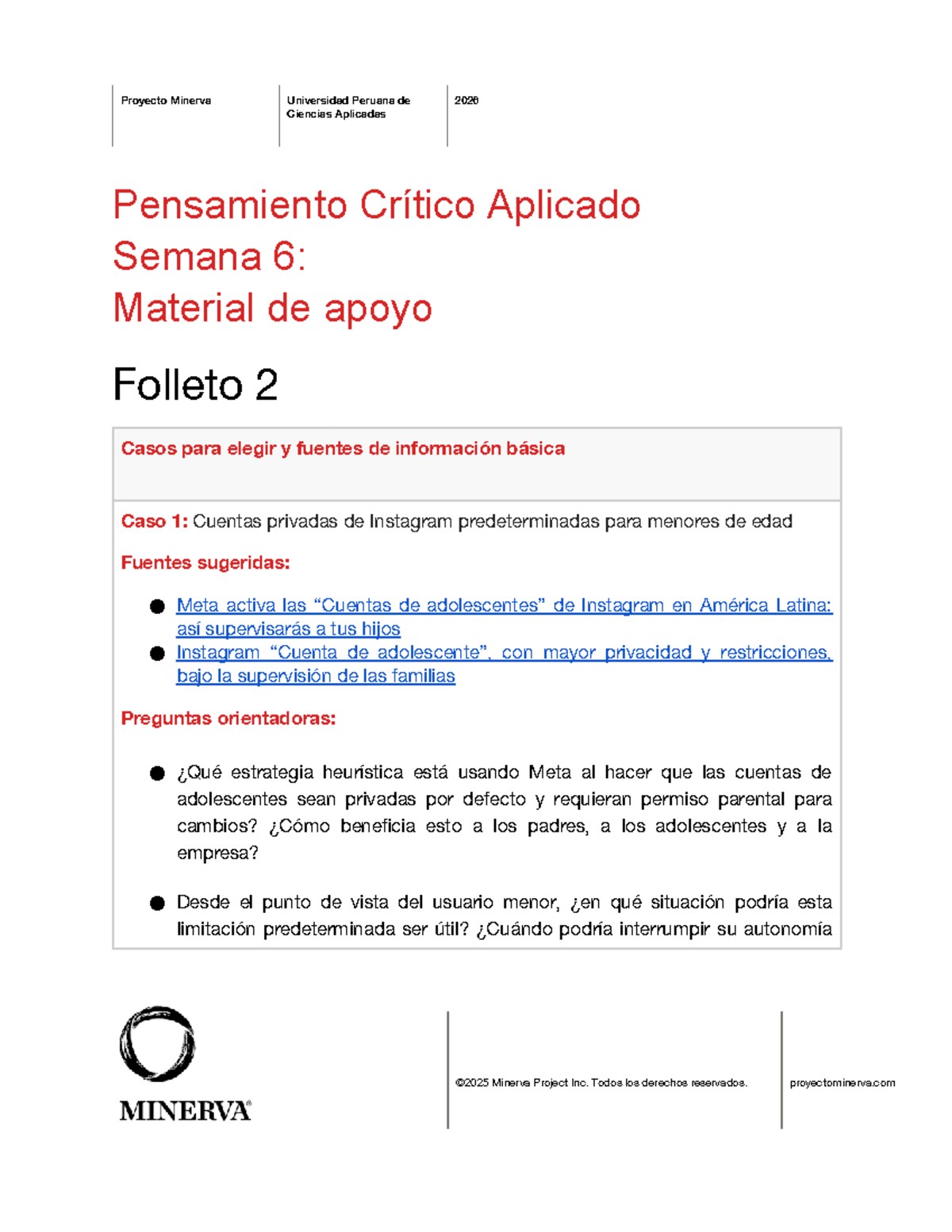 Proyecto Minerva UPC 2026: Pensamiento Crítico Aplicado - Semana 6 ...