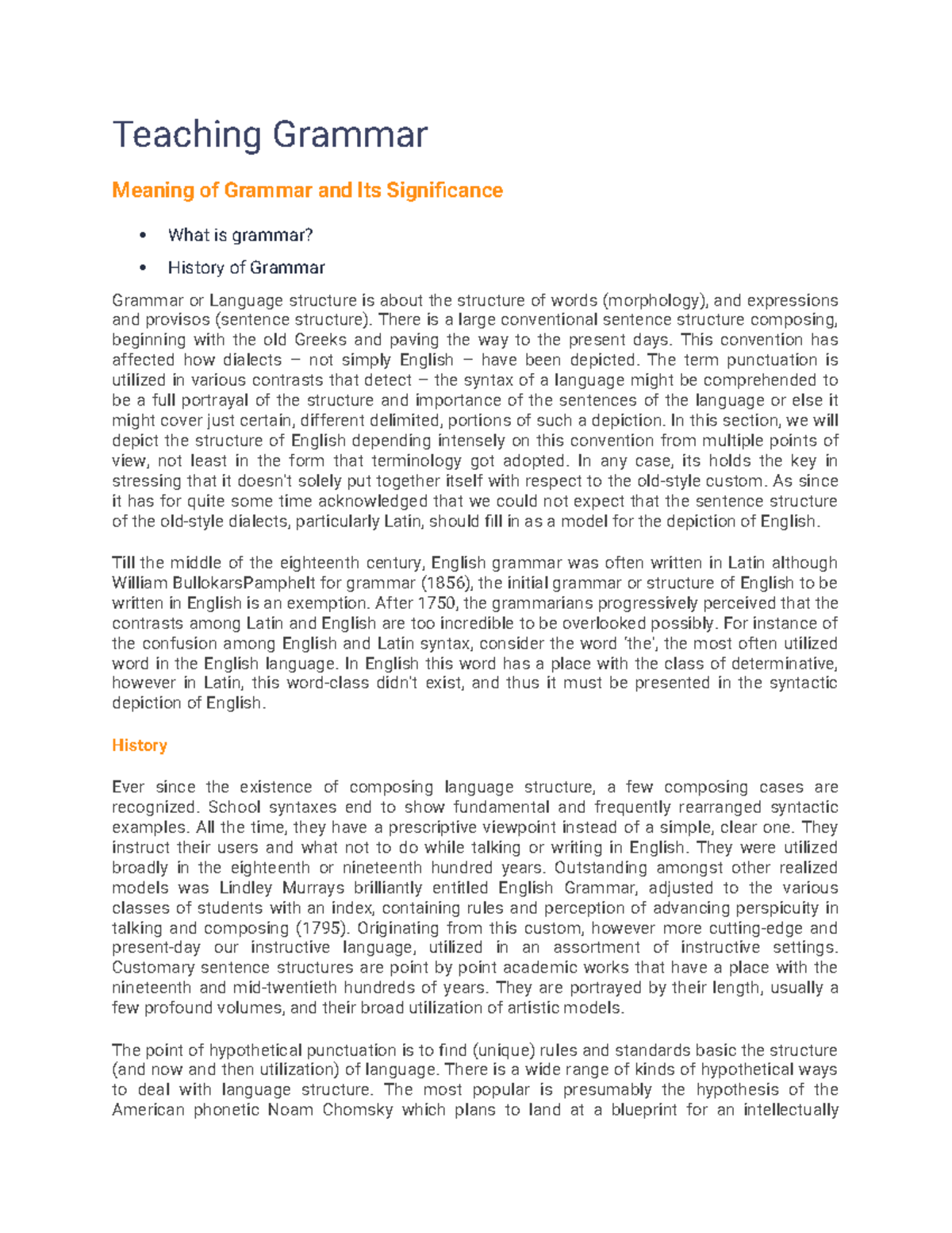 Teaching Grammar: Historical Perspectives and Significance in ESL/EFL ...