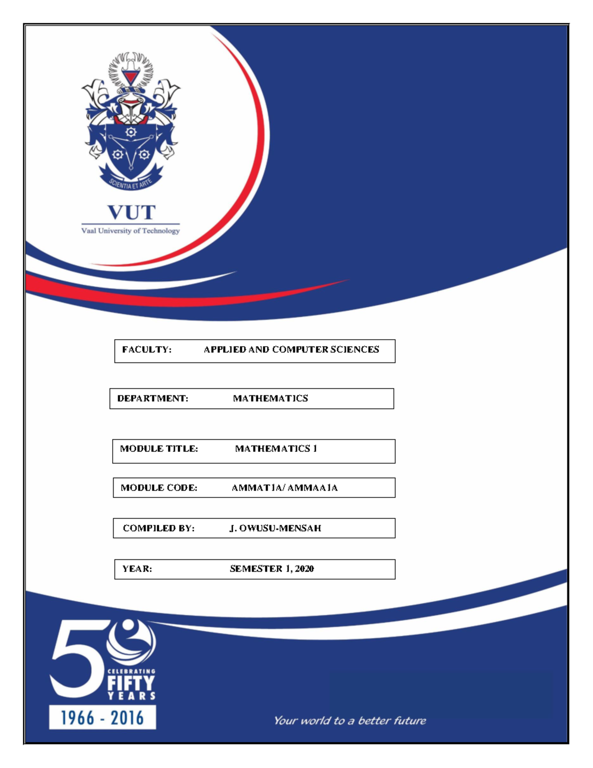 Mathematics 1 (AMMAT1A/AMMAA1A) Learner Guide for Semester 1 - Studocu