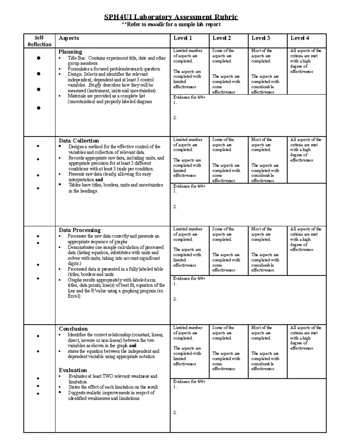 Exam 6 May 2017, questions - SPH4UI Laboratory Assessment Rubric ...