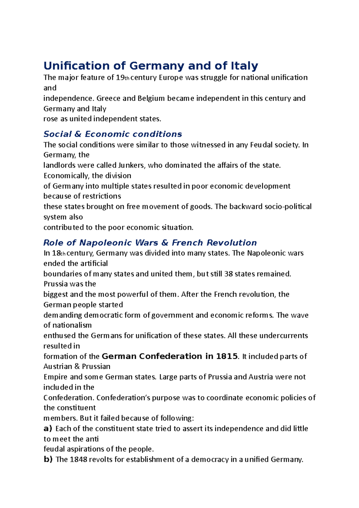 Unification of Italy And Germany - Unification of Germany and of Italy ...