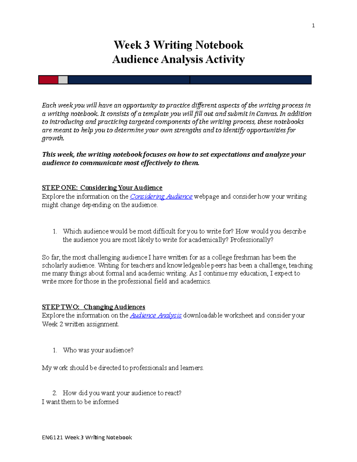 ENG 121 Week 3 Writing Notebook Template - 1 Week 3 Writing Notebook ...
