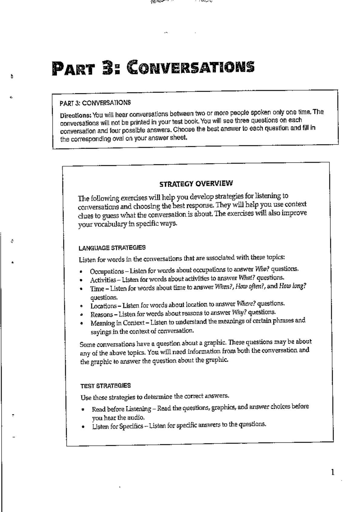 PART 3: CONVERSATIONS - Listening Strategies for TOEIC Preparation ...