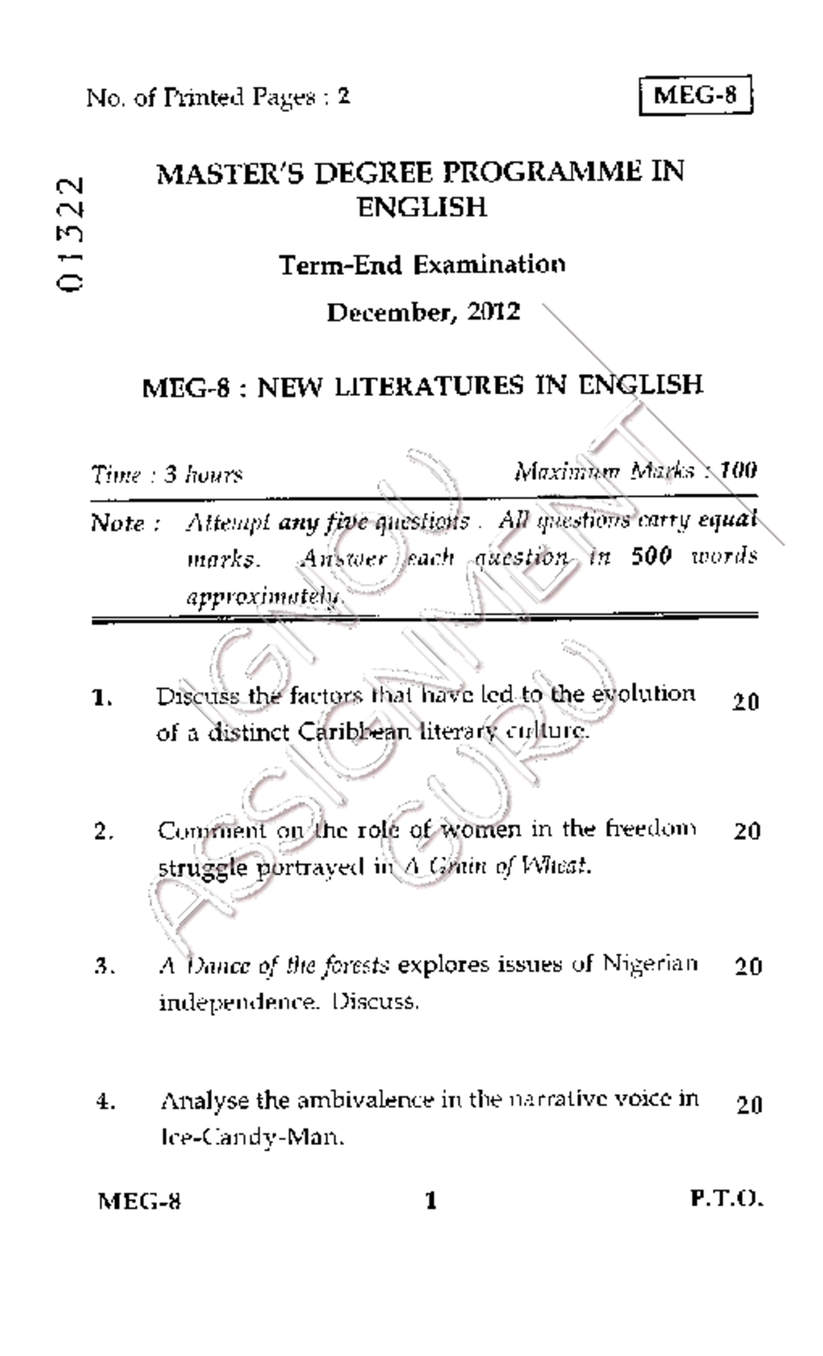MEG-08 - Previous year question papers - No. of Printed Pages : 2 MEG ...