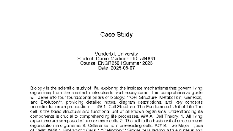 Case Study: Biology Fundamentals for ENGR250 - Daniel Martinez - Studocu