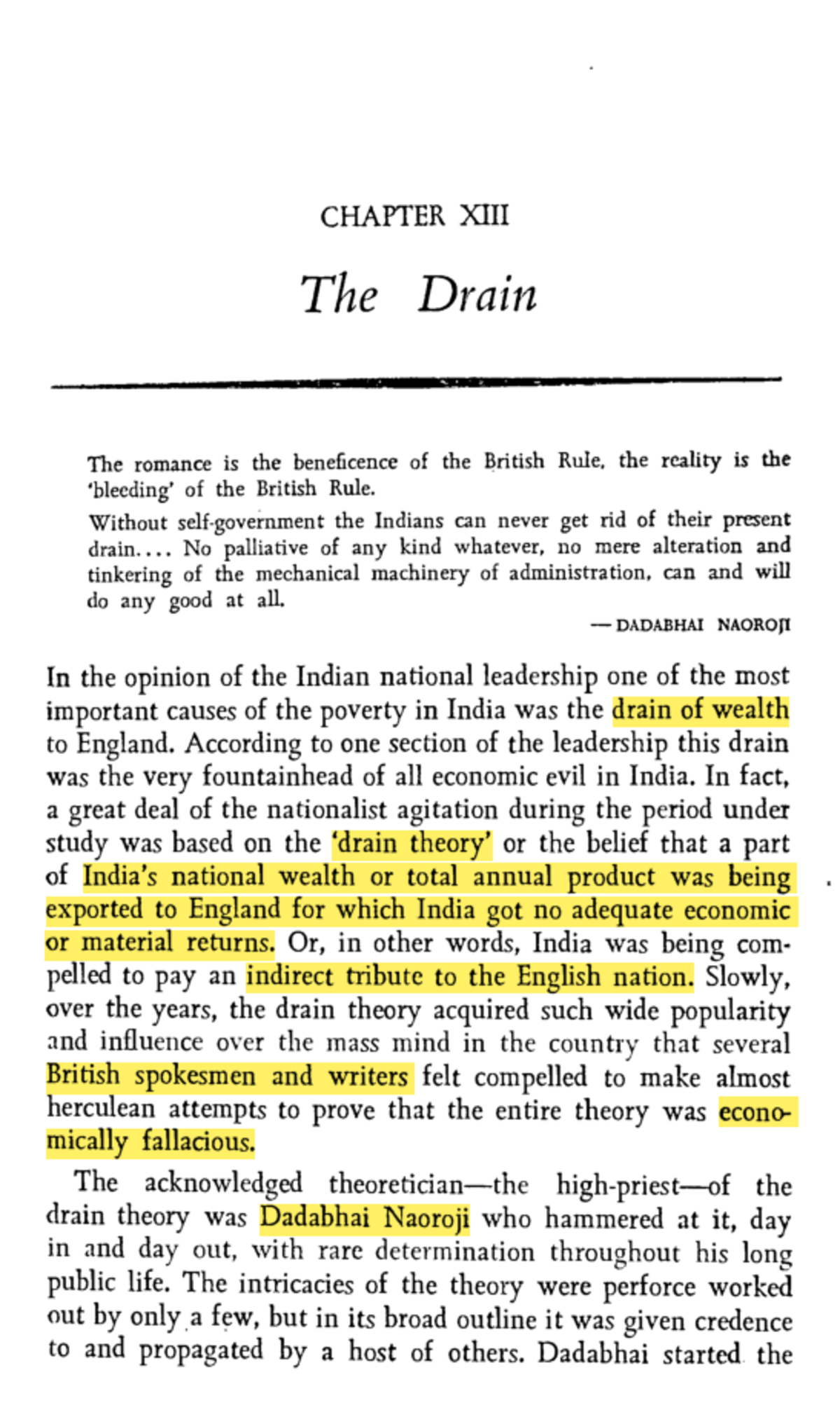 Chapter 13: The Drain Theory and Economic Nationalism in India - Studocu