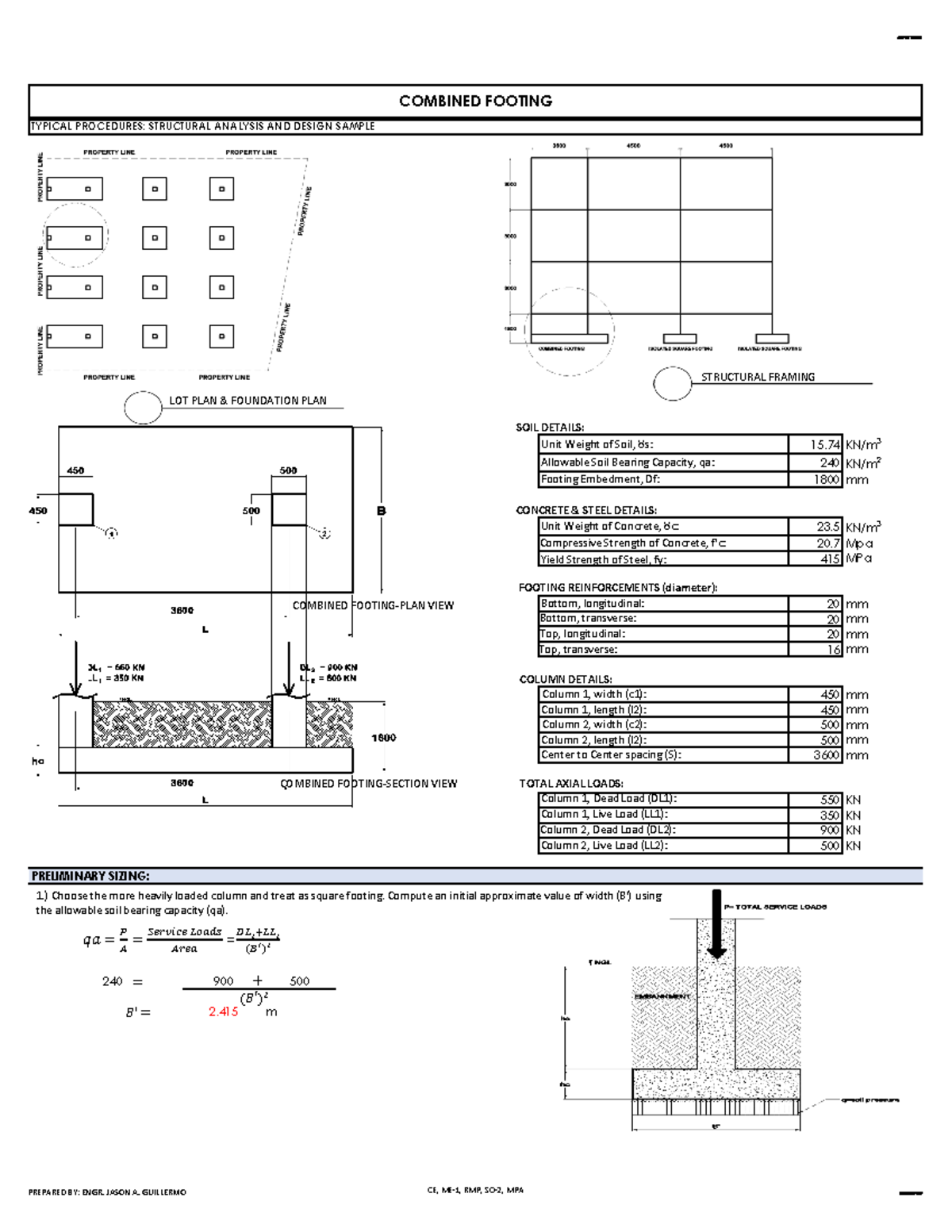 Typical Design of Combined Footing: Structural Analysis & Details CE ...