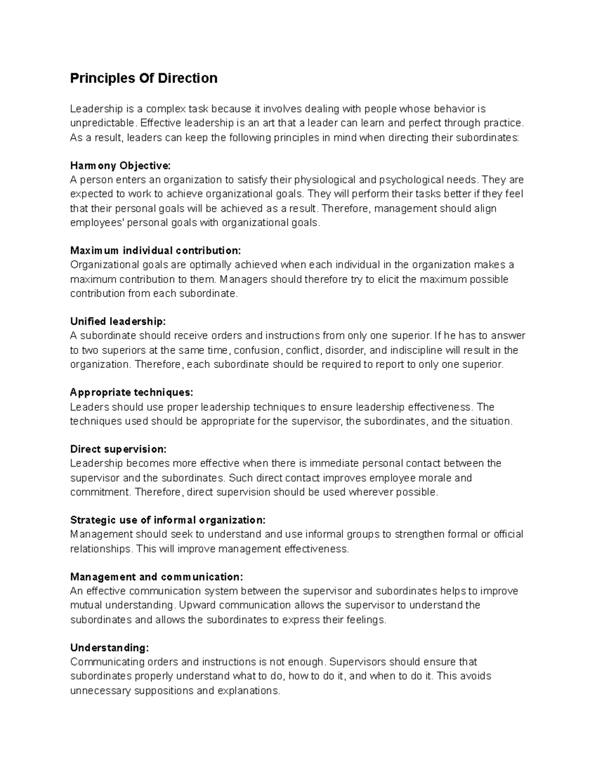 Principles Of Direction - Principles Of Direction Leadership is a ...