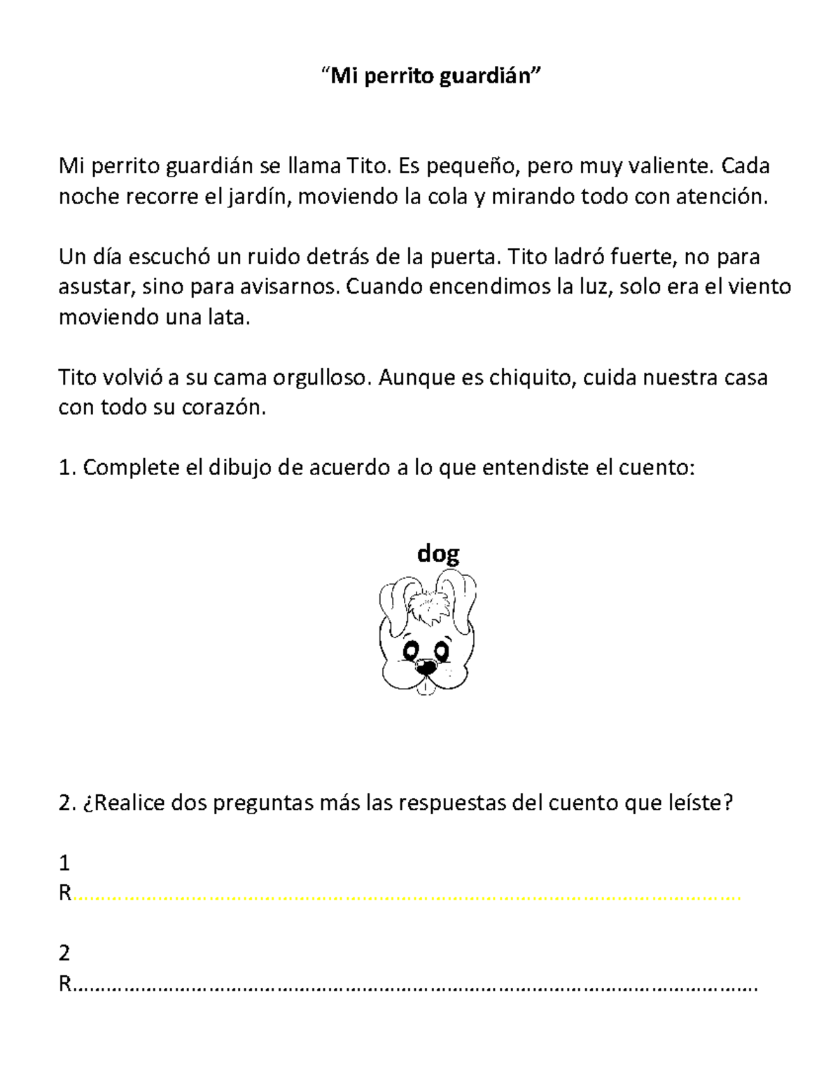 Cuentos y Preguntas de Comprensión Lectora para Niños 26 - Studocu