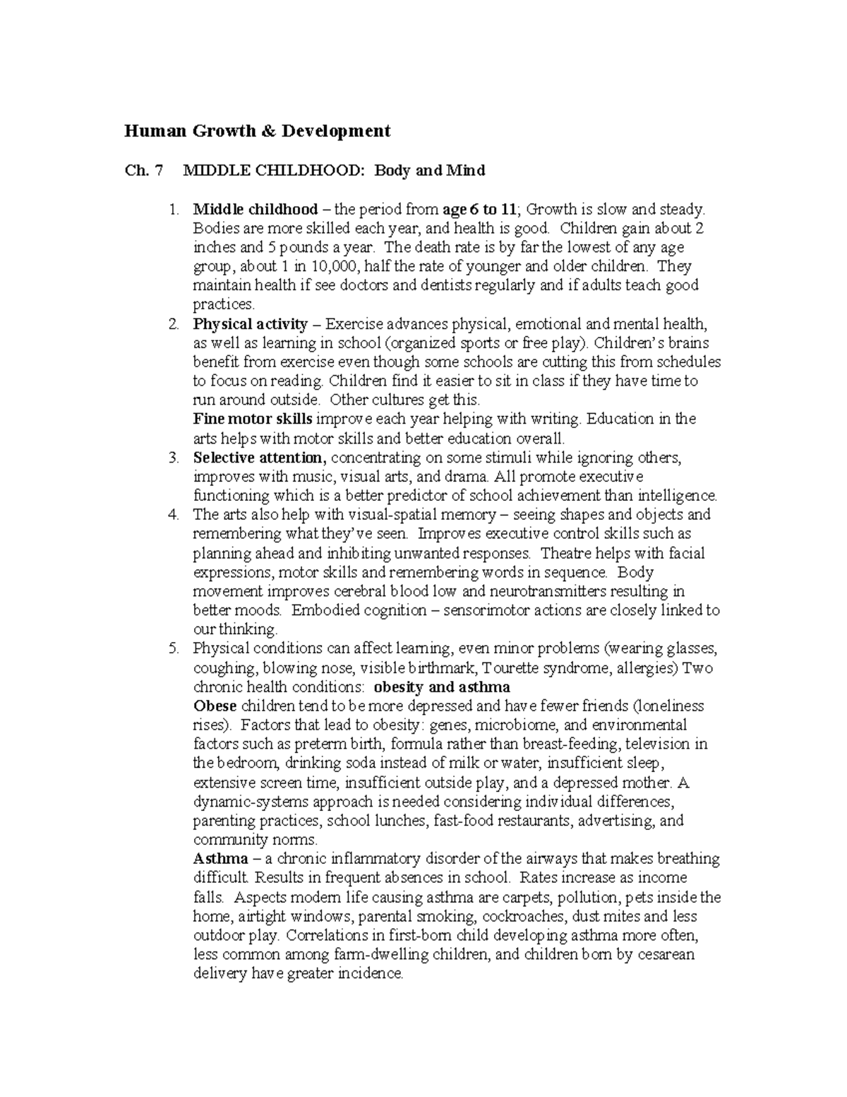 Human Growth Development Ch. 7: Middle Childhood Insights and Learning ...
