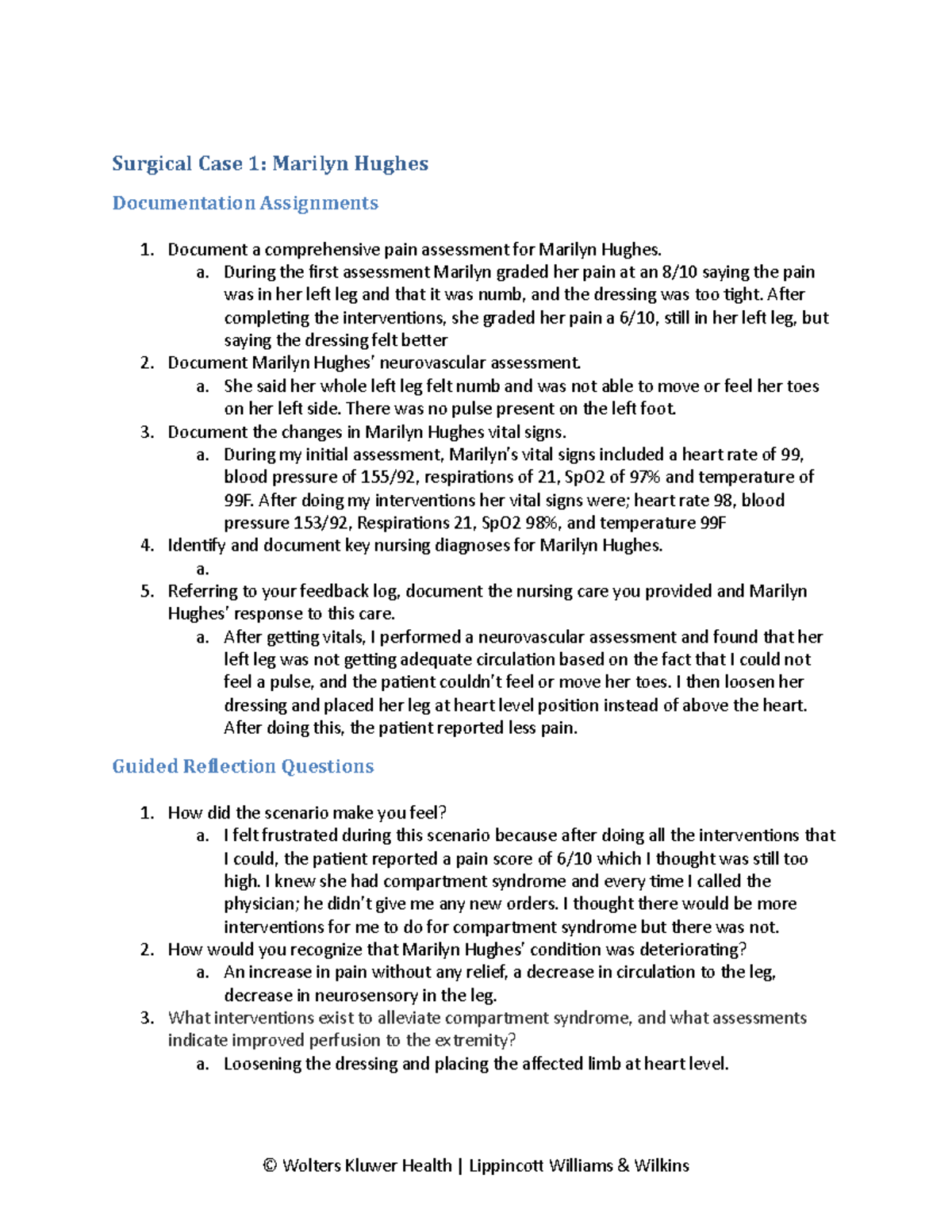 Surgical Case Study 01: Patient Assessment & Interventions for Marilyn ...