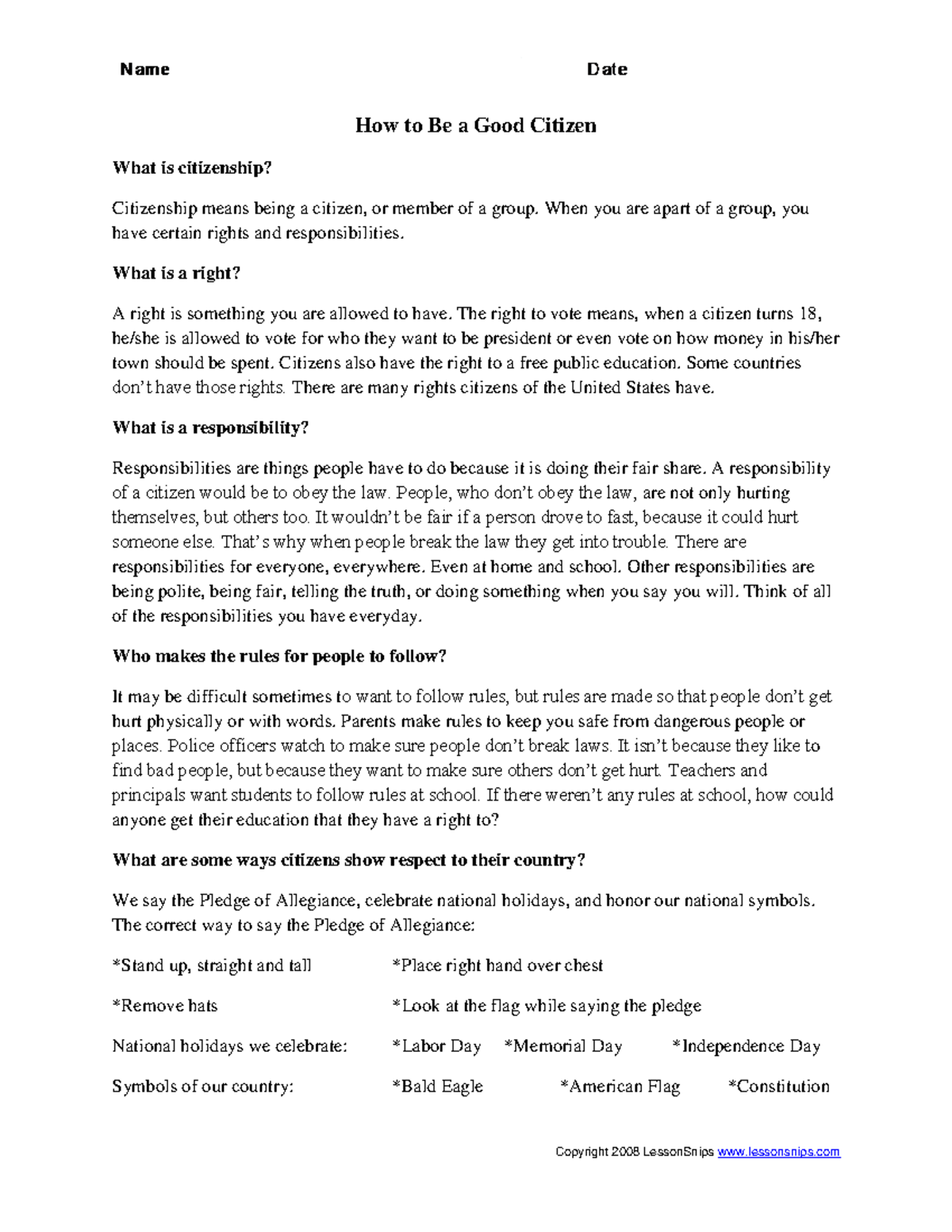 Citizenship Responsibilities and Rights: A Guide for Students - Studocu