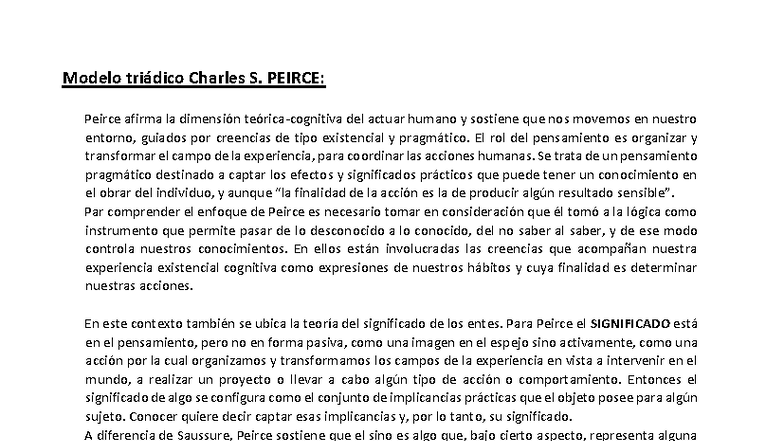 Modelo Triádico de Peirce: Dimensiones del Actuar Humano y Significado ...