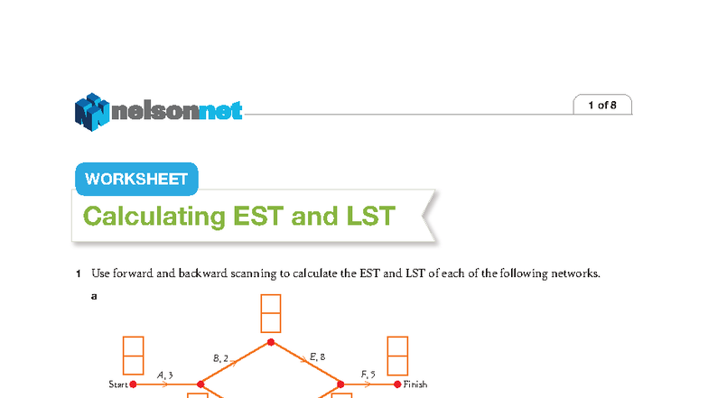 Calculating EST and LST - 1 Use forward and backward scanning to ...
