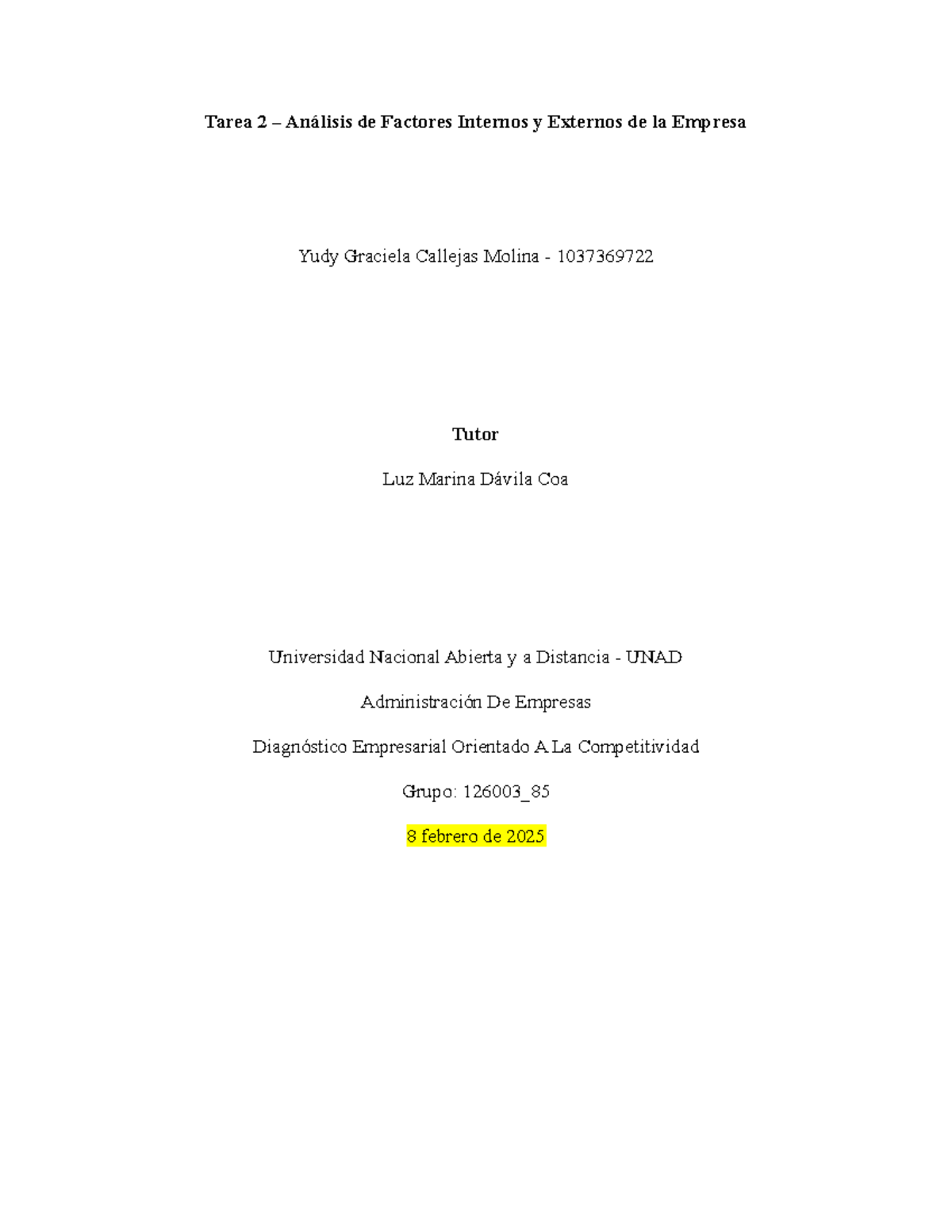 Trabajo de empleo - vvvvvvvv bbbbbb - Tarea 2 – Análisis de Factores ...