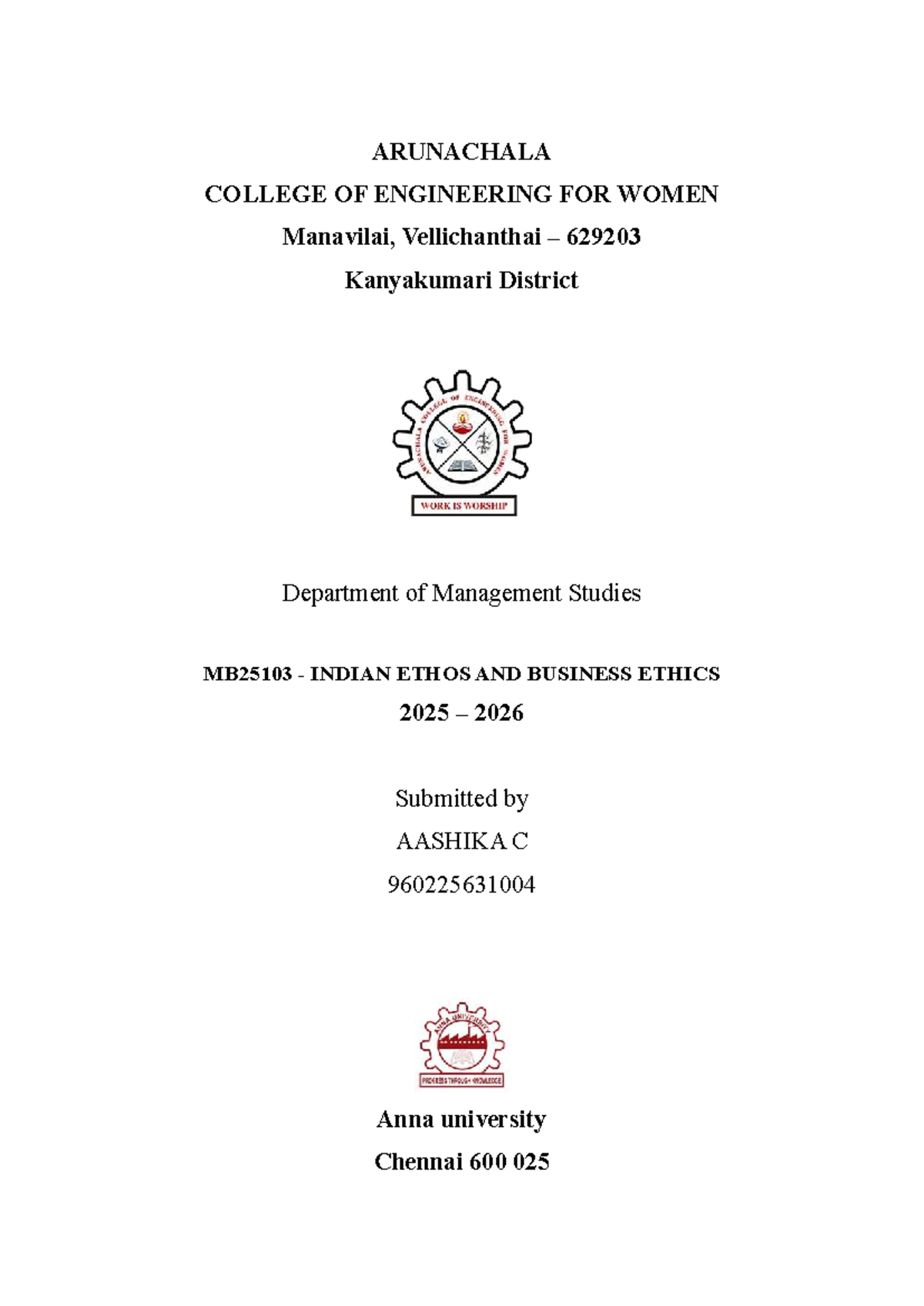 MB25103 Indian Ethos and Business Ethics: Dharma & Karma as Managerial ...