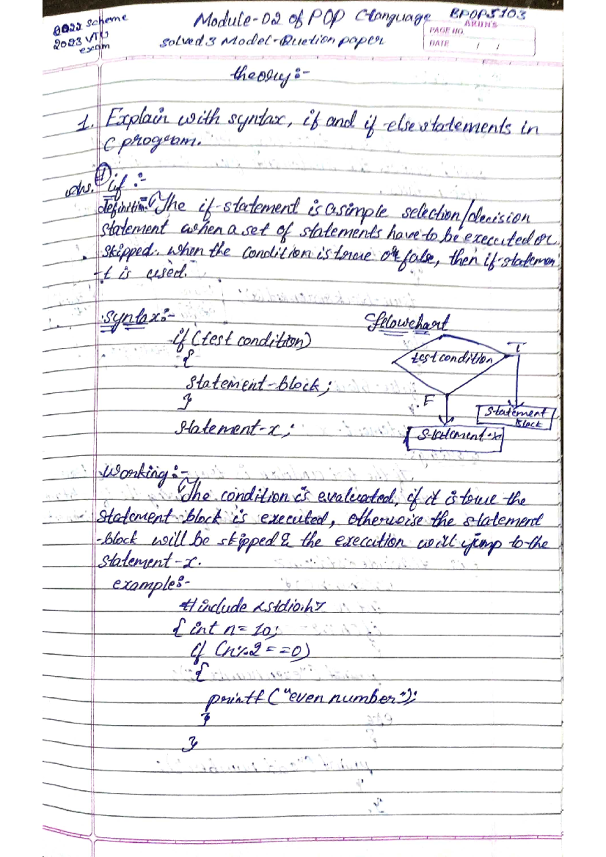 Module 2 BPOPS103 C-Programming Solved Model Question Paper 2023 - Studocu