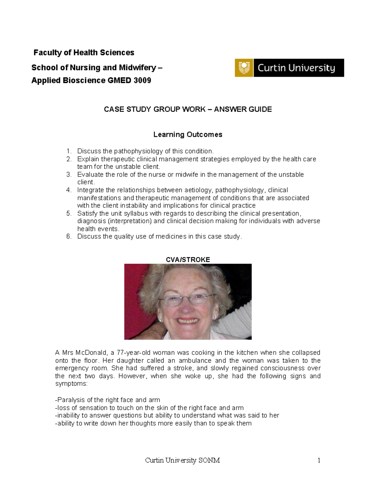 AB GMED 3009 CVA Case Study Answer Guide 2025: Nursing Management ...