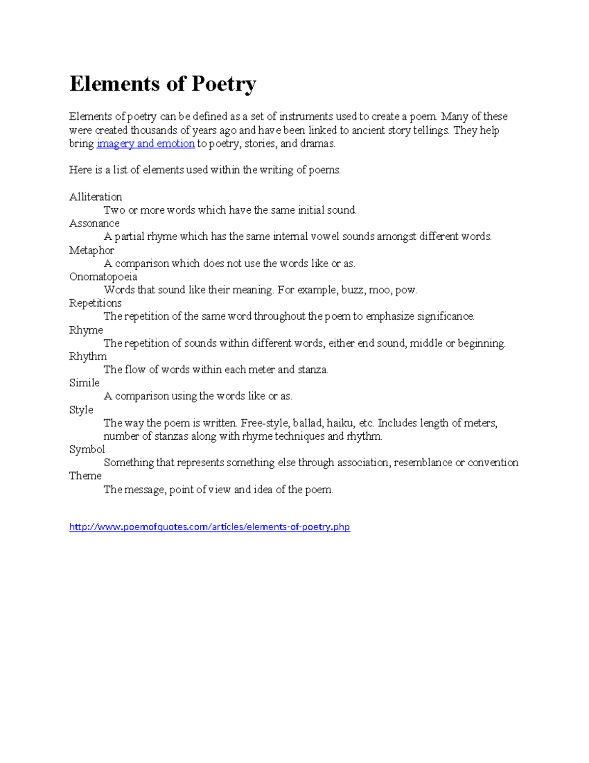 Elements of Poetry: A Comprehensive Guide for Intro to Lit - Studocu